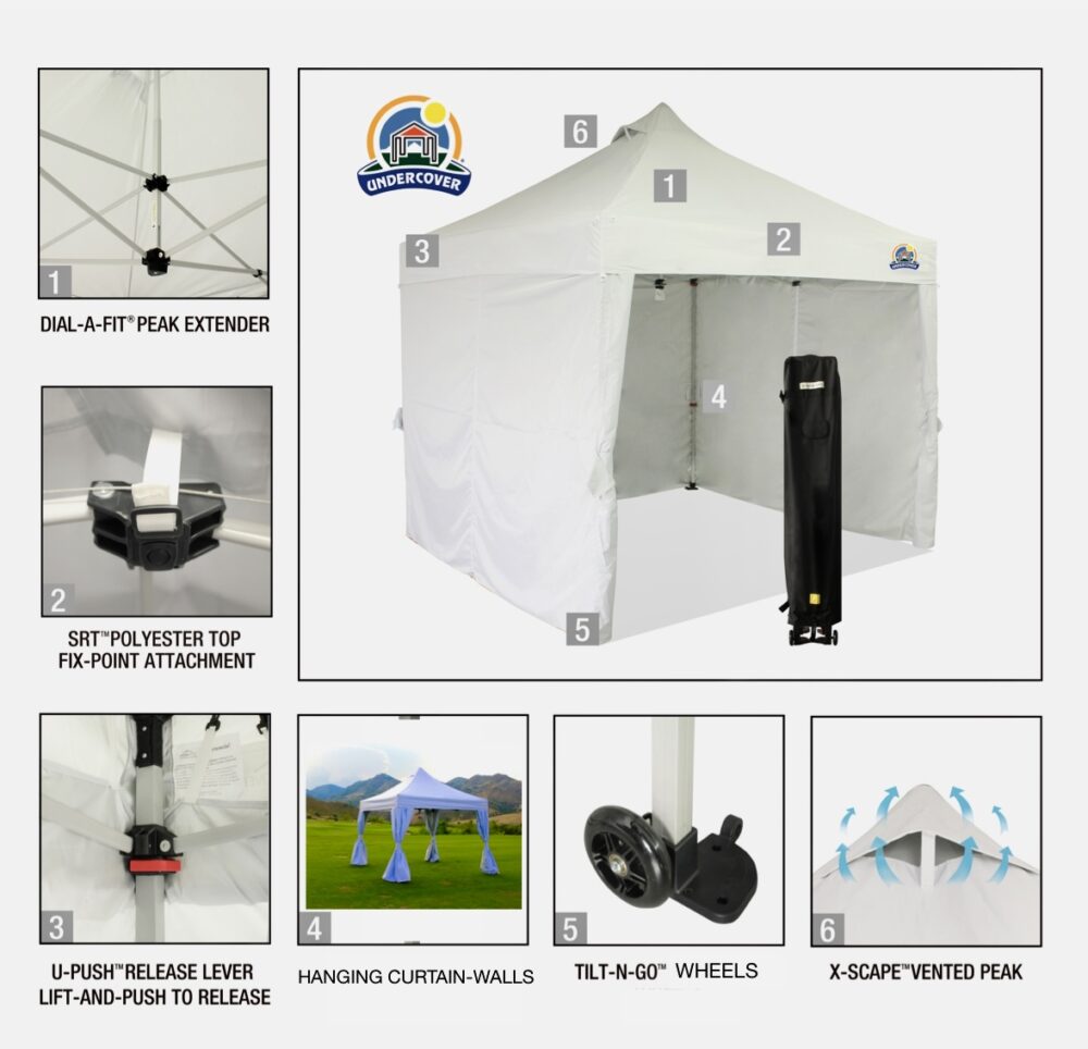 10’x10’ - UNDERCOVER X3 Commercial Canopy | Steel Frame With CRS Walls ...
